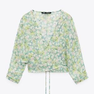 Zara | Tops | Zara Floral Print Wrap Blouse Xs | Poshmark
